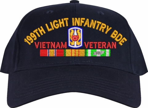199th Light Infantry Brigade Vietnam Veteran Embroidered Cap with Ribbons