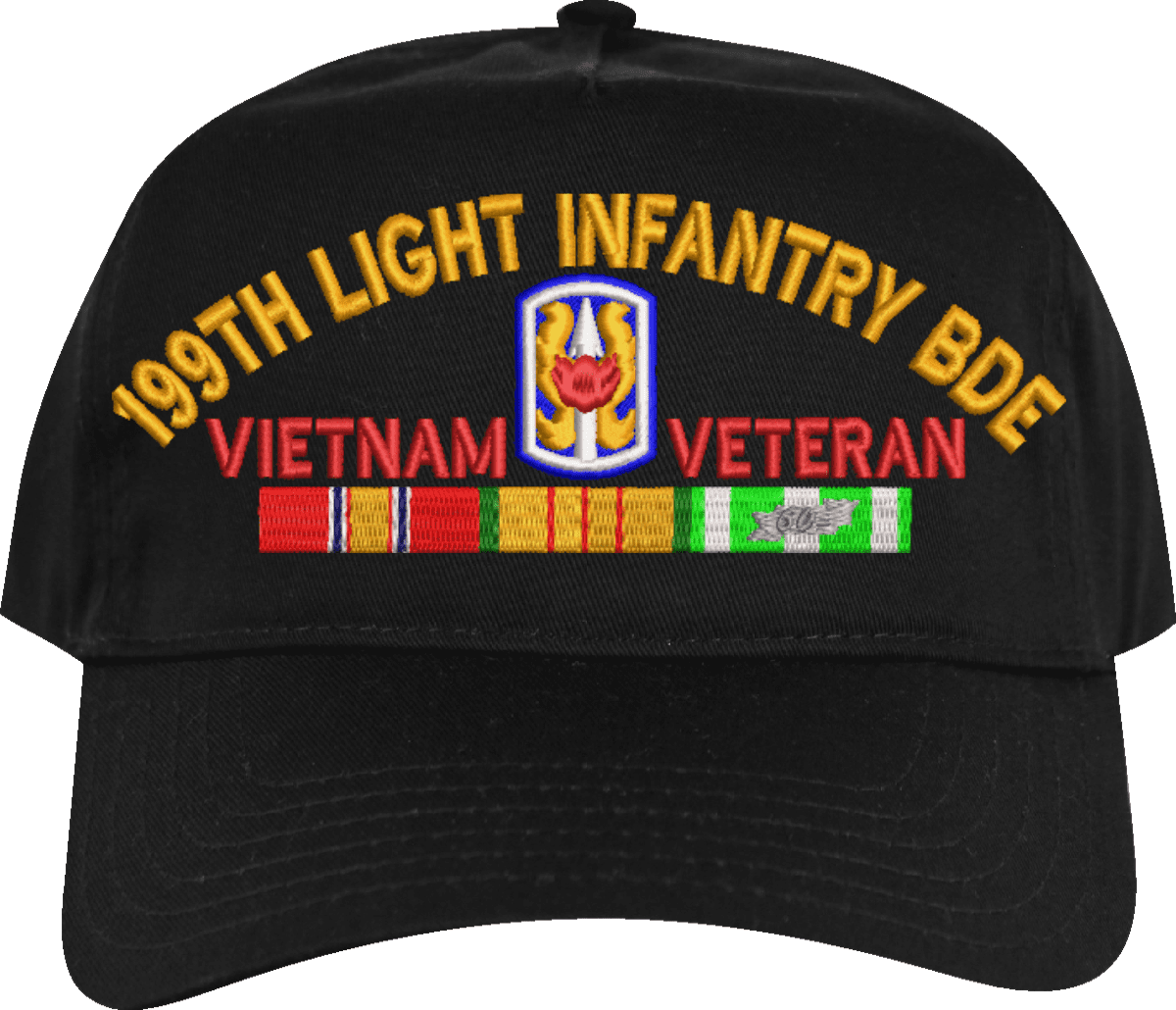199th Light Infantry Brigade Vietnam Veteran Embroidered Cap with Ribbons