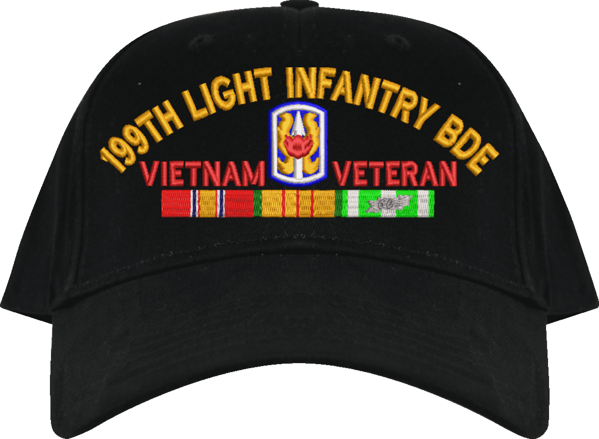 199th Light Infantry Brigade Vietnam Veteran Embroidered Cap with Ribbons