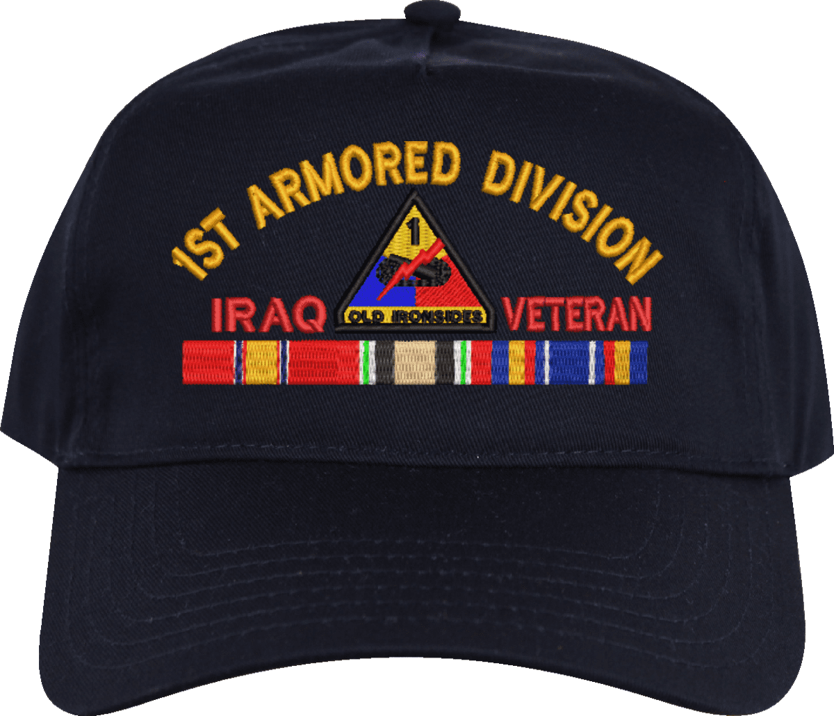 1st Armored Division Iraq Veteran Embroidered Cap with Ribbons