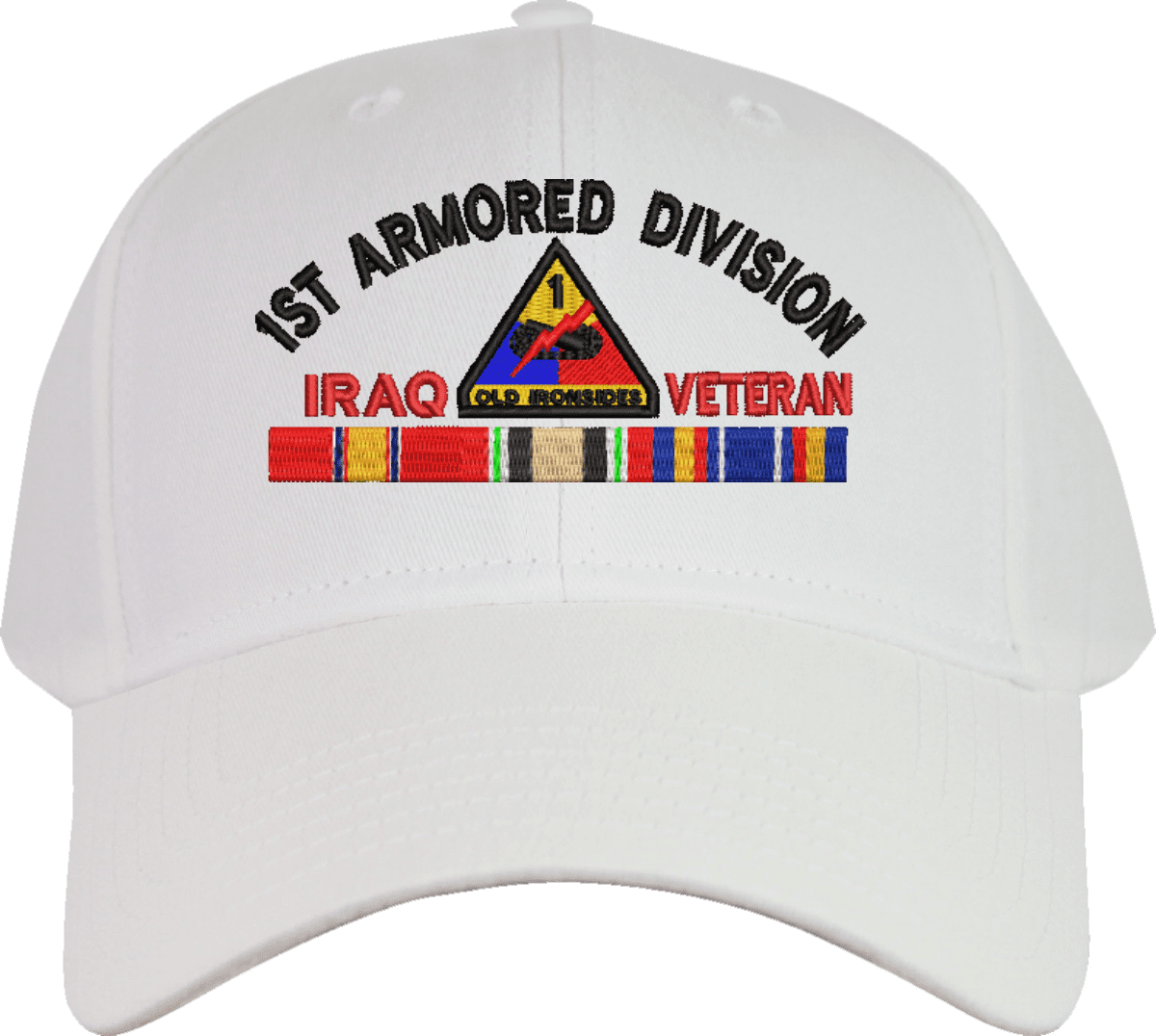 1st Armored Division Iraq Veteran Embroidered Cap with Ribbons