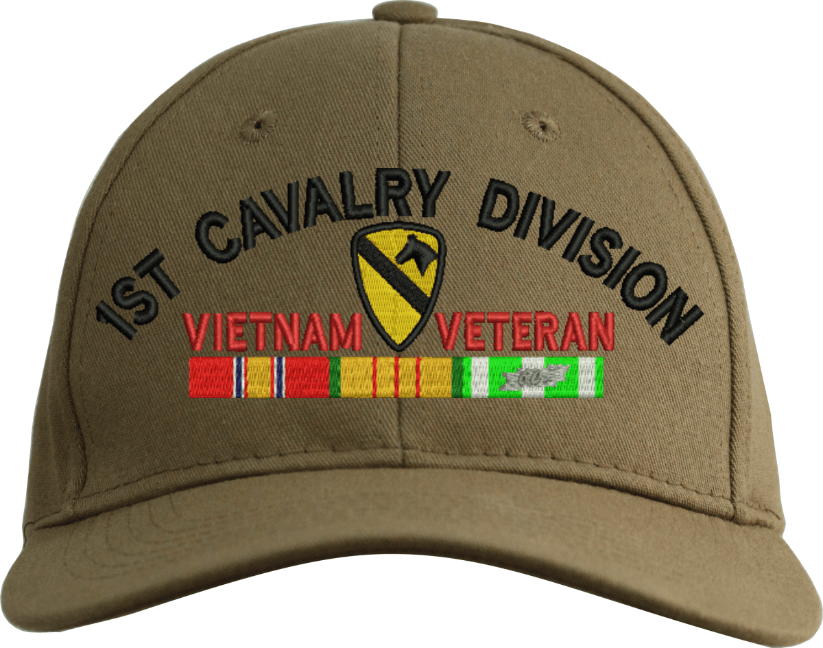 1st Cavalry Division Vietnam Veteran Embroidered Cap with Ribbons