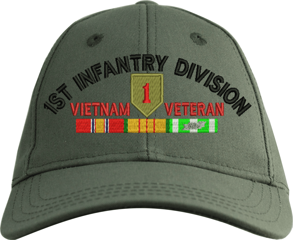 1st Infantry Division Vietnam Veteran Embroidered Cap with Ribbons