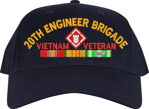 20th Engineer Brigade Vietnam Veteran Embroidered Cap with Ribbons