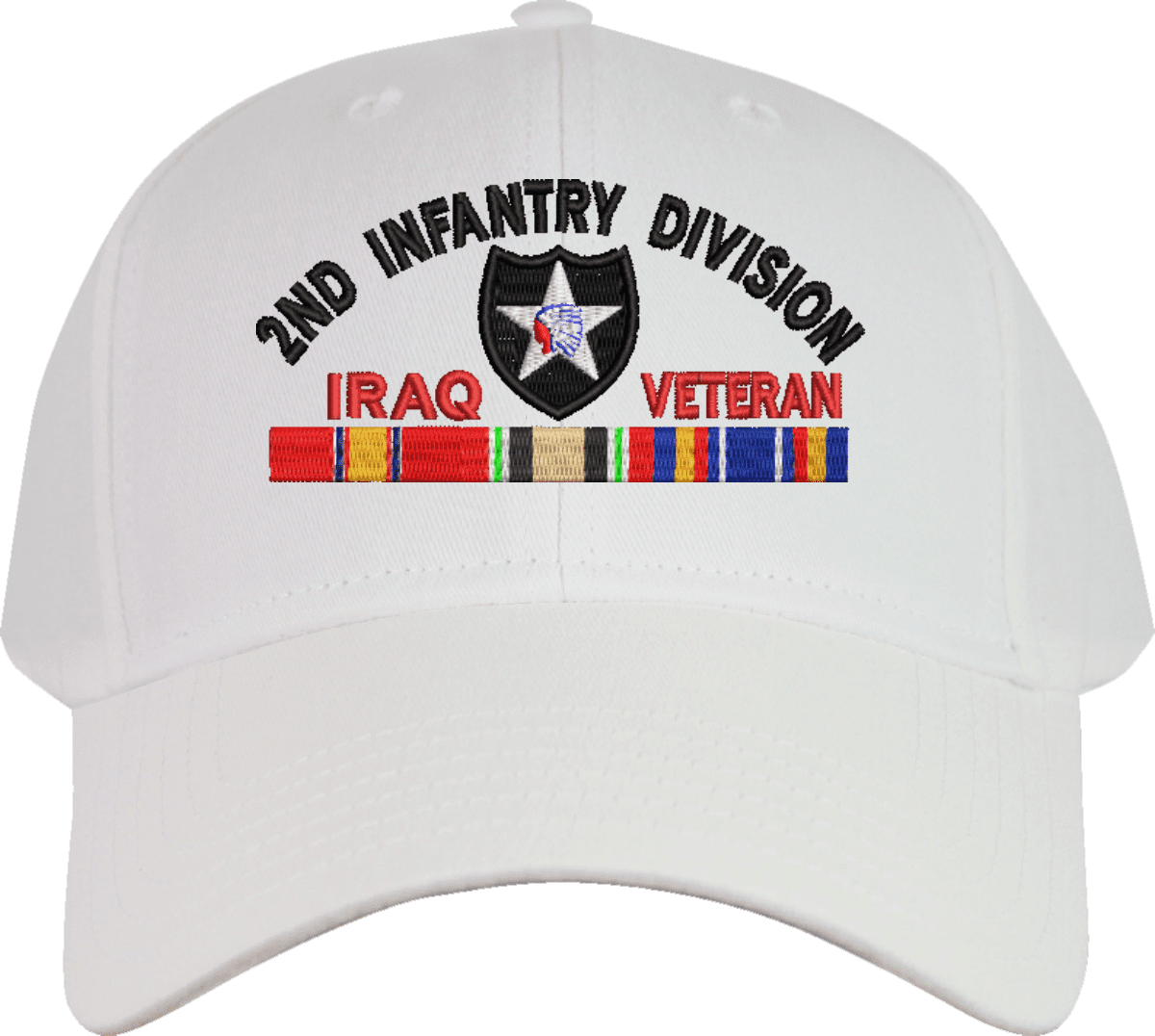 2nd Infantry Division Iraq Veteran Embroidered Cap with Ribbons