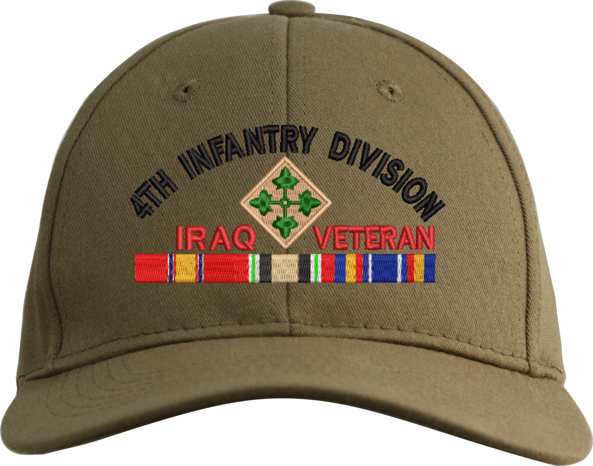 4th Infantry Division Iraq Veteran Embroidered Cap with Ribbons
