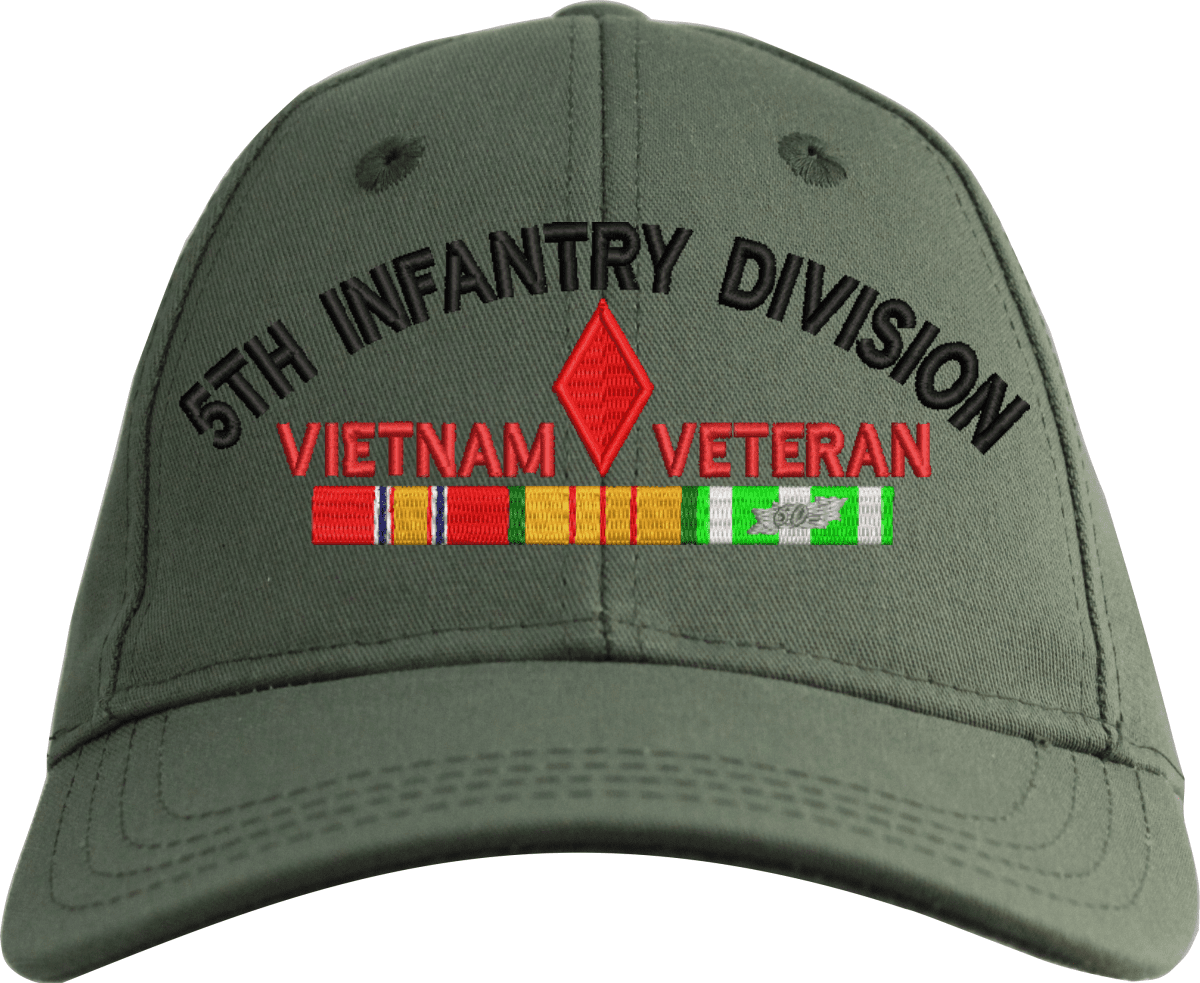 5th Infantry Division Vietnam Veteran Embroidered Cap with Ribbons