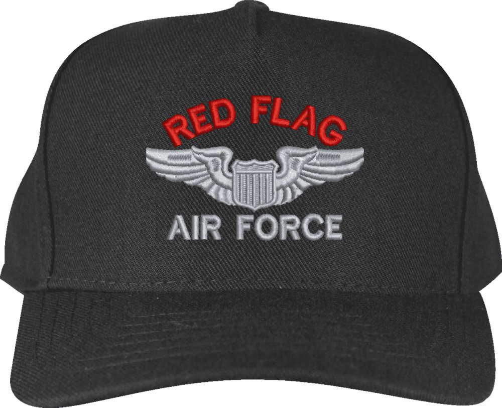 Air Force Red Flag with Wings Custom Embroidered Cap
