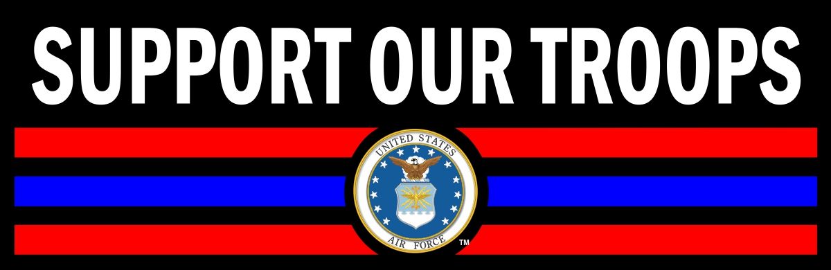 AIR FORCE SUPPORT OUR TROOPS VINYL TRANSFER BUMPER STICKER