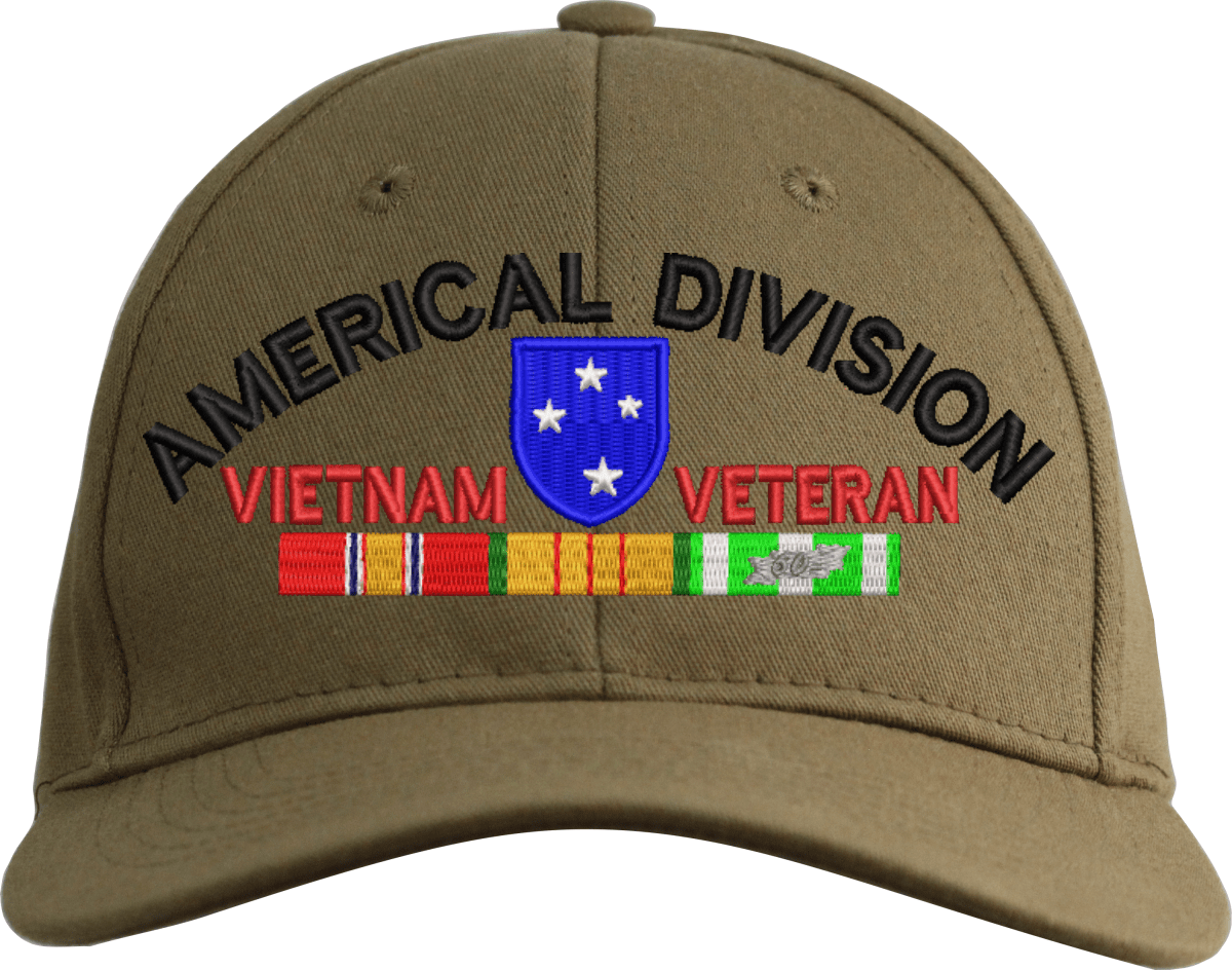 Americal Division Vietnam Veteran Embroidered Cap with Ribbons