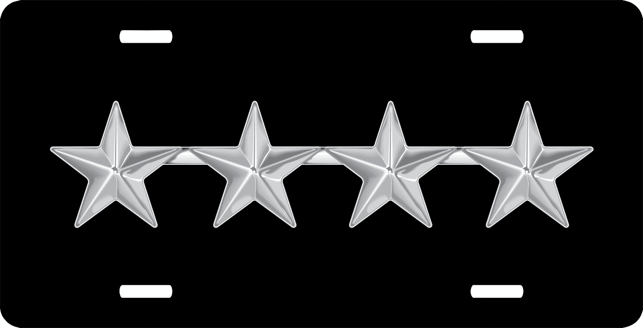 Army General Rank Insignia License Plate