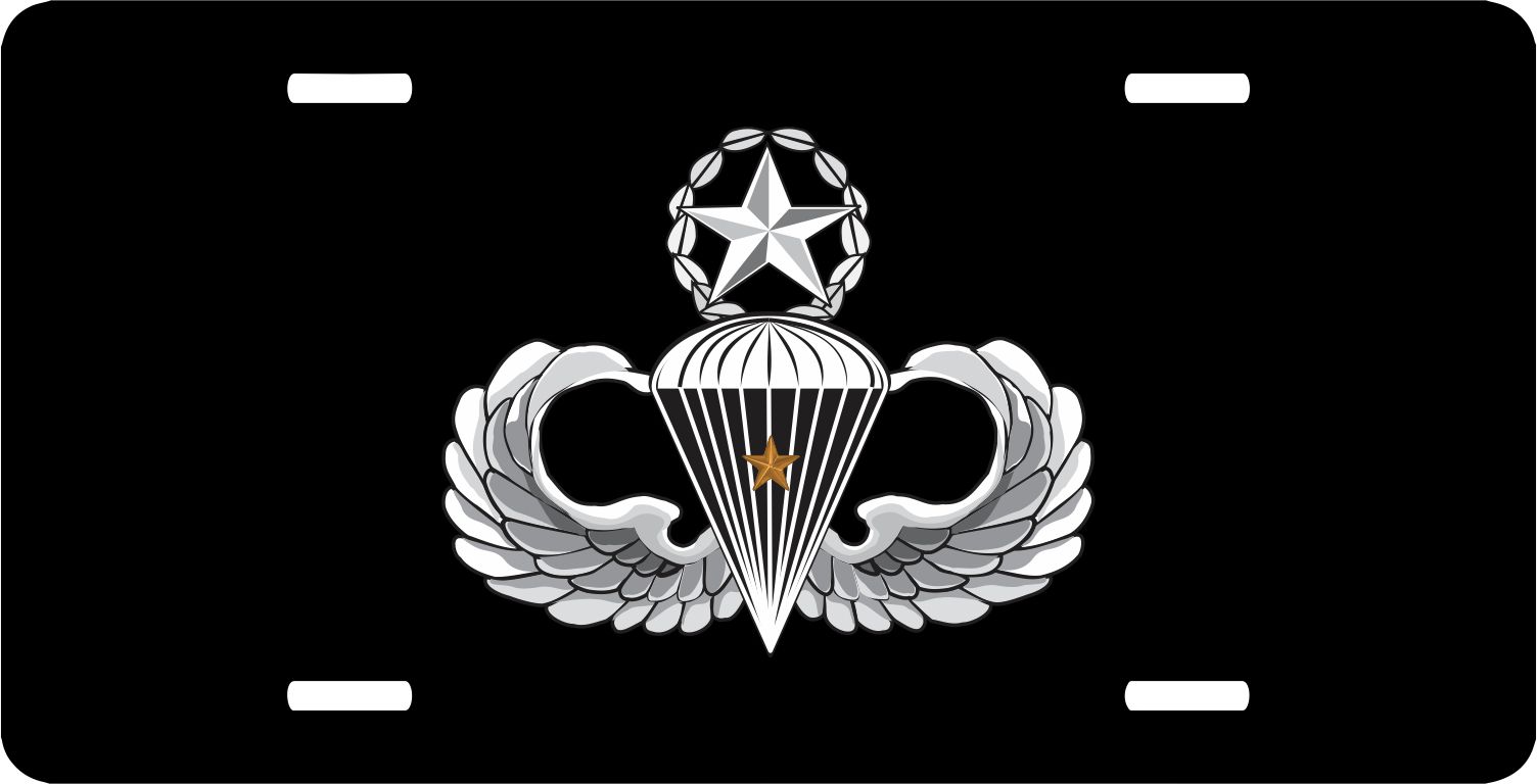 Army Master Parachutist One Combat Jump Wings License Plate