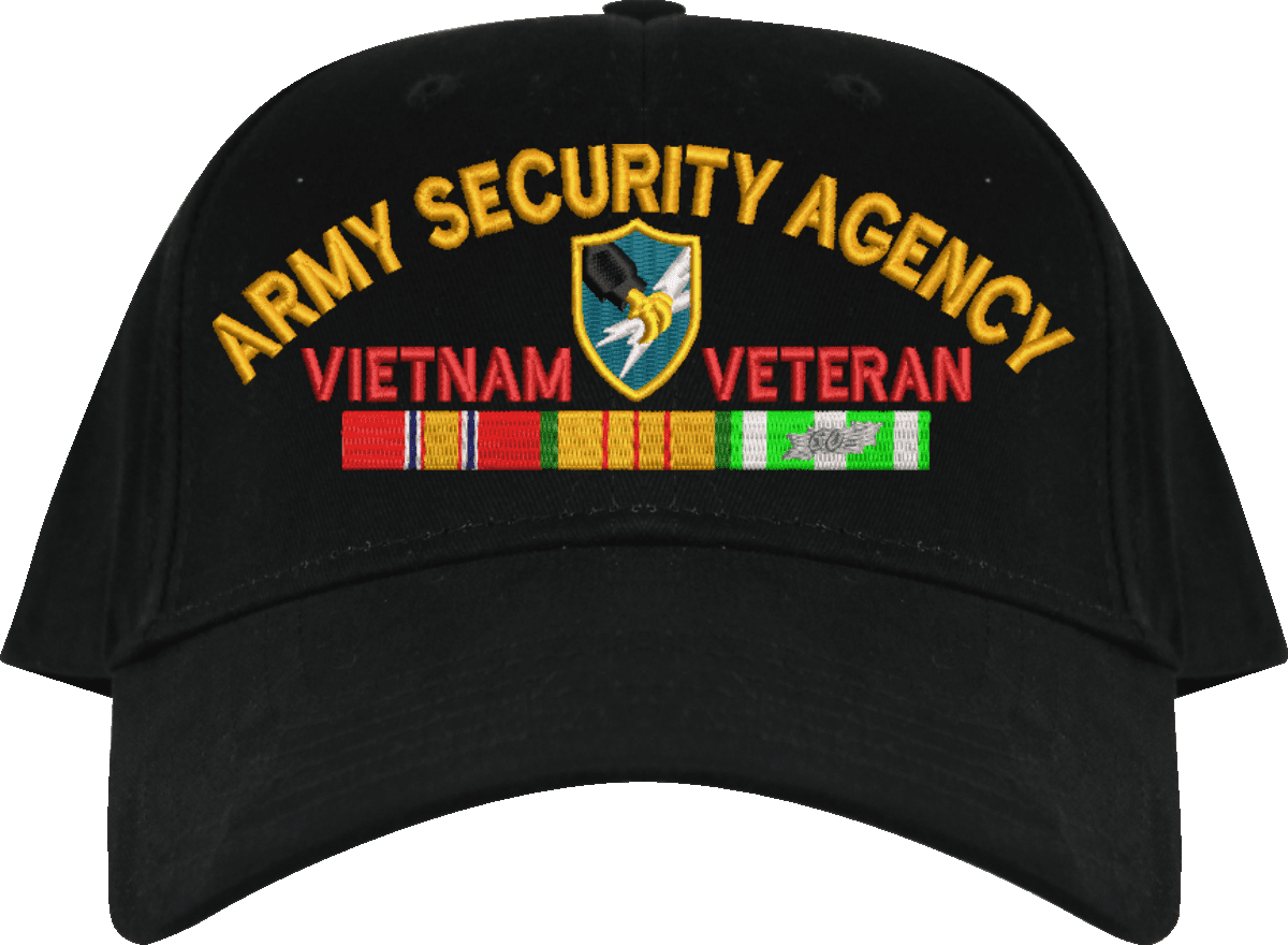 Army Security Agency Vietnam Veteran Embroidered Cap with Ribbons