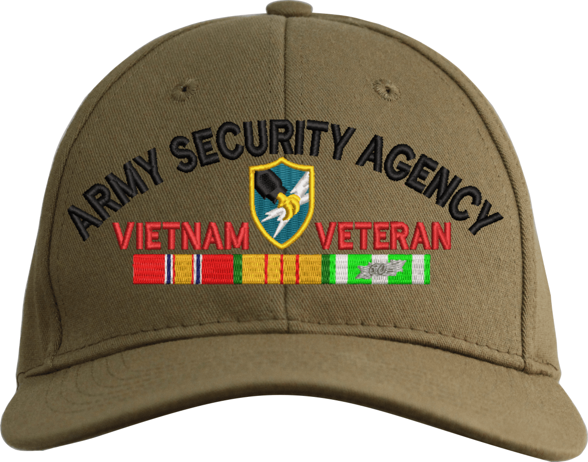 Army Security Agency Vietnam Veteran Embroidered Cap with Ribbons