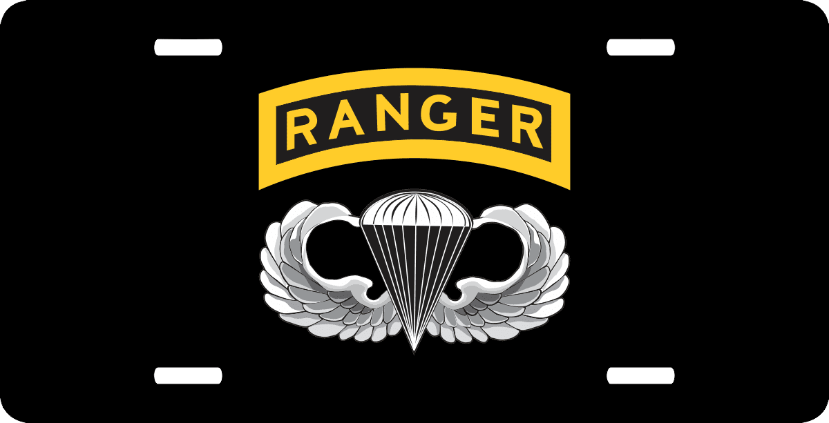 Basic Jump Wings Parachutist with Ranger Tab License Plate