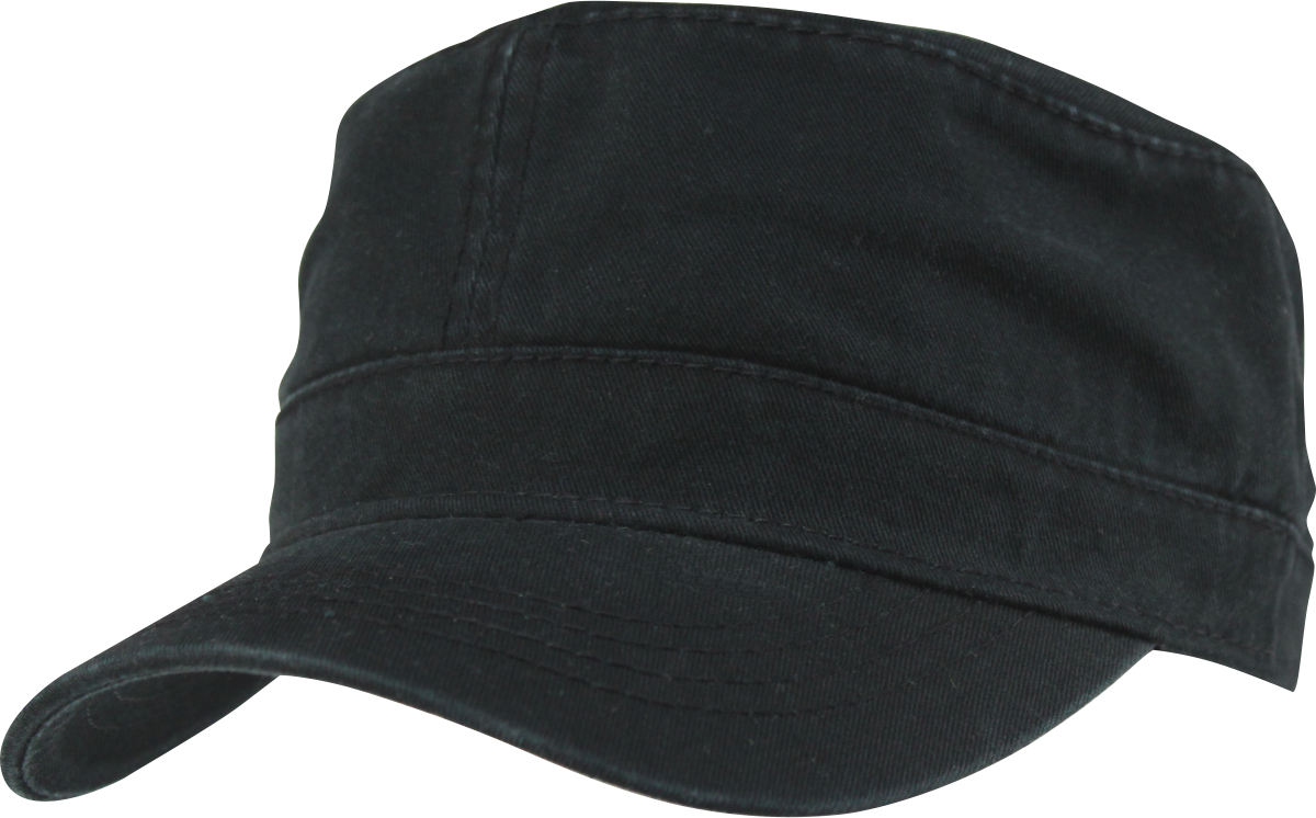 Black Flat Top Military Style Cap