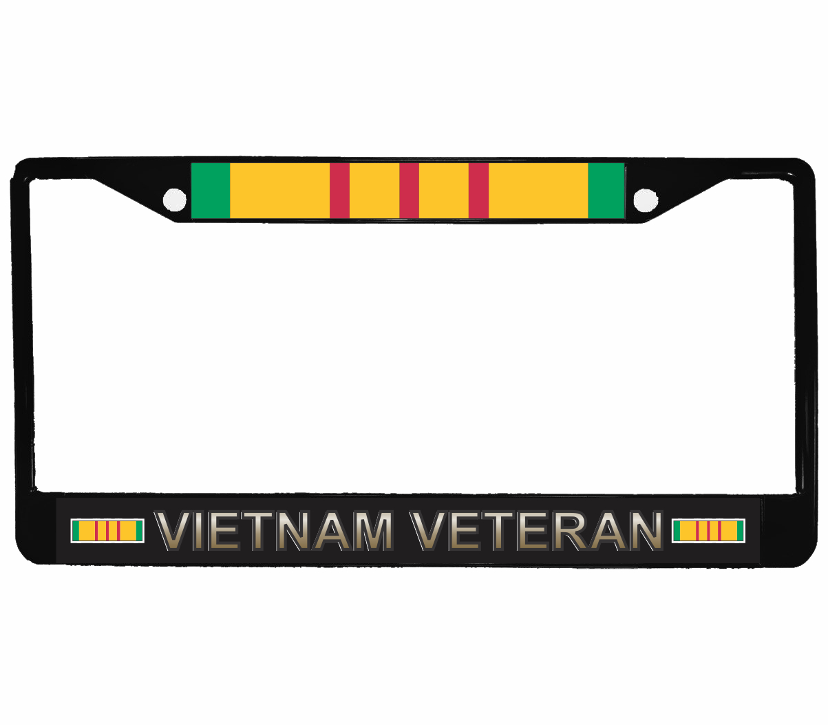 Vietnam Veteran With Ribbon Black License Plate Frame