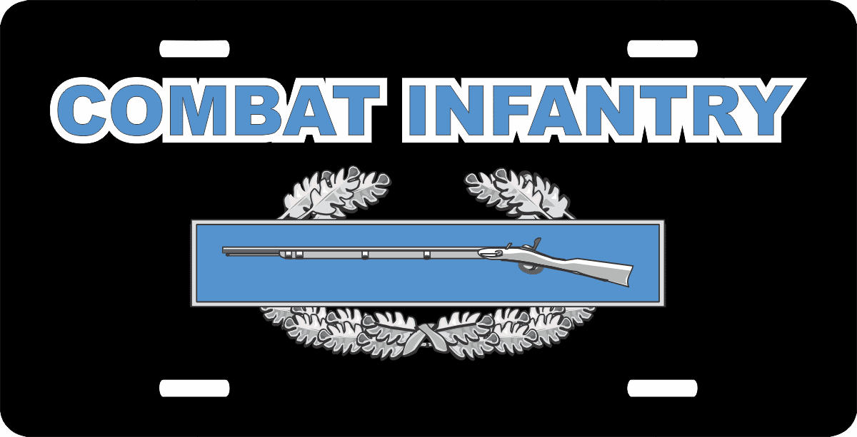 Combat Infantry Badge with Text License Plate