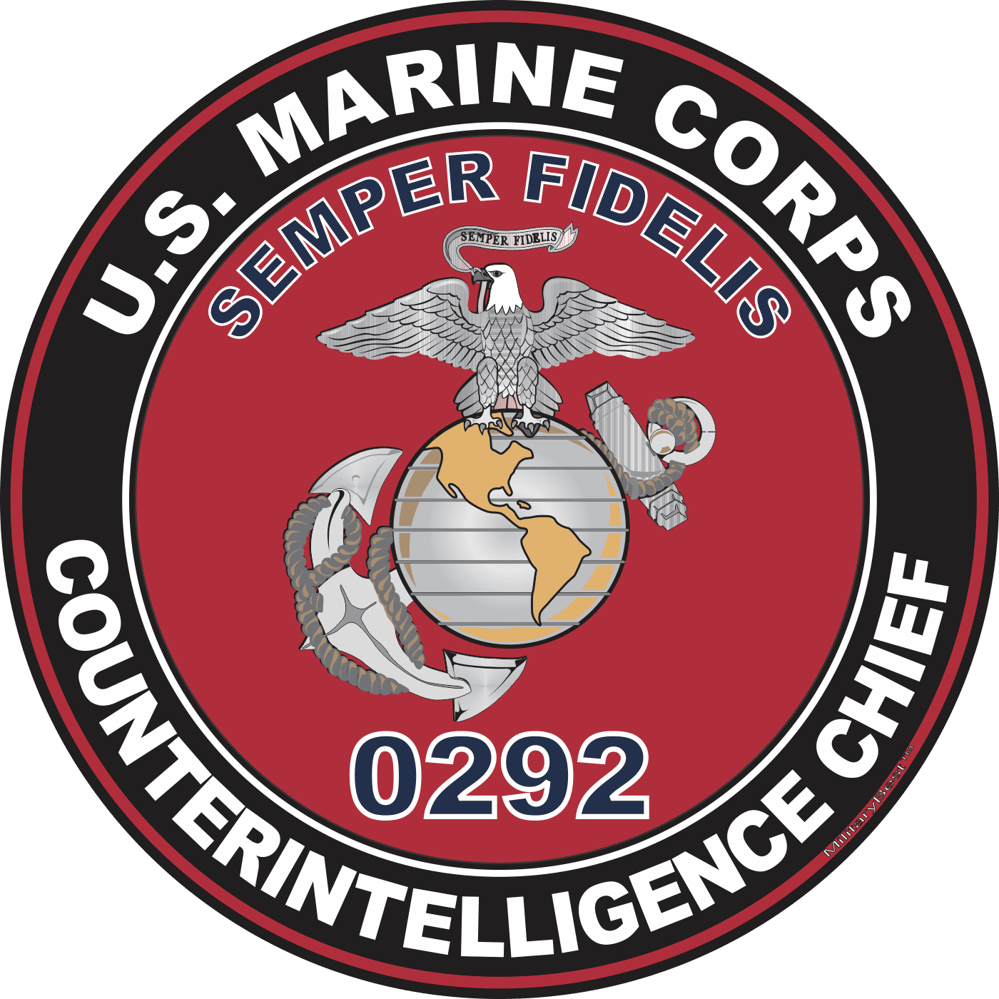 U.S.M.C. MOS 0292 Counterintelligence Chief Decal