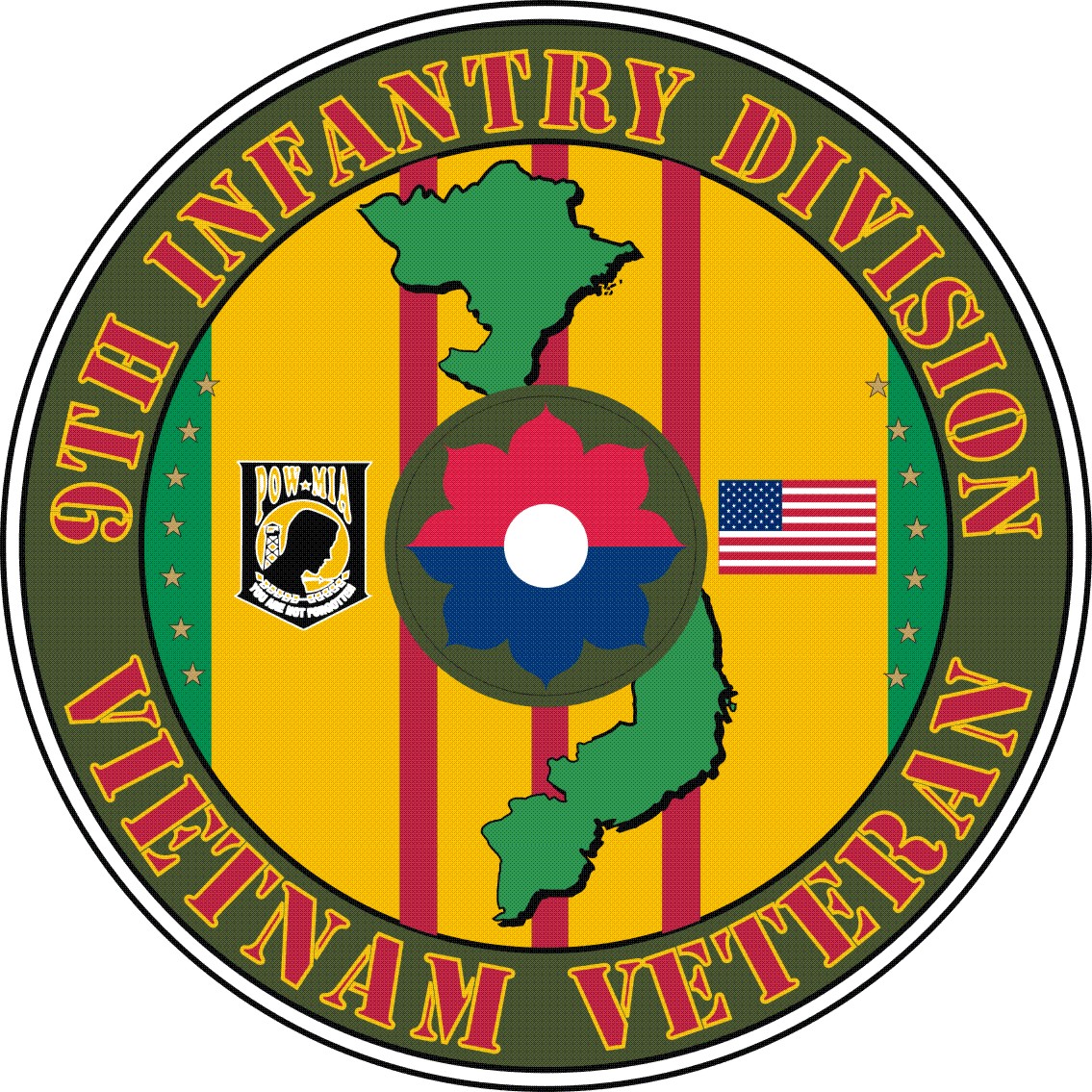 Custom 9th Infantry Division Vietnam Veteran Decal Sticker