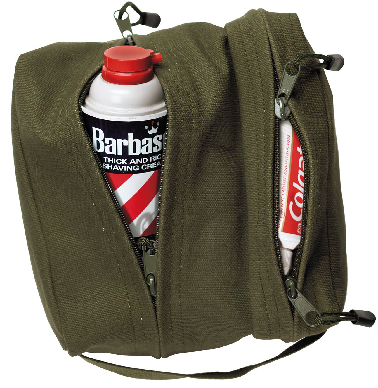 Custom Embroidered Green Dual Compartment Travel Kit