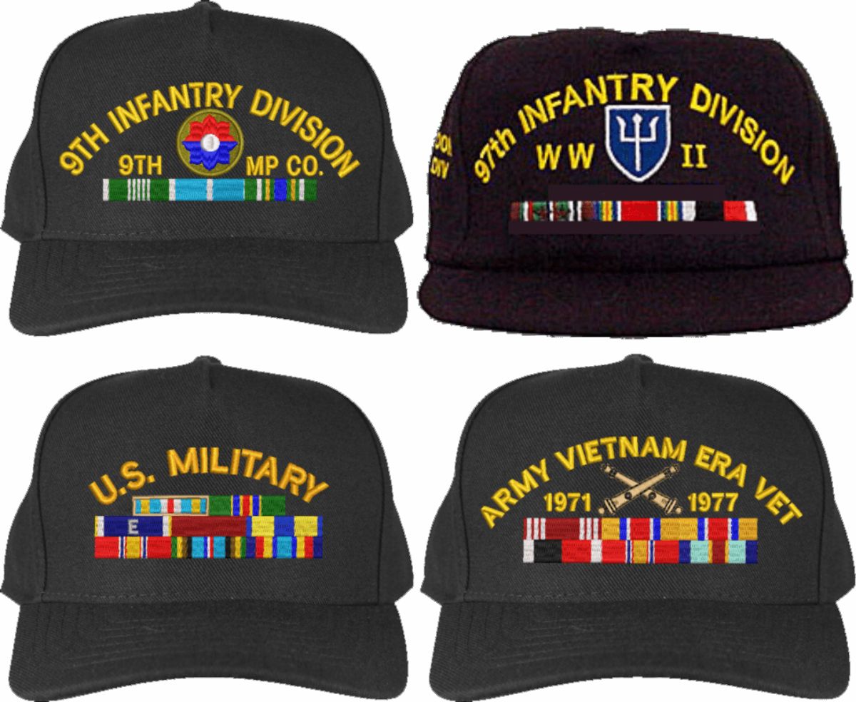 Custom Embroidered U.S. Army Cap with Service Ribbons