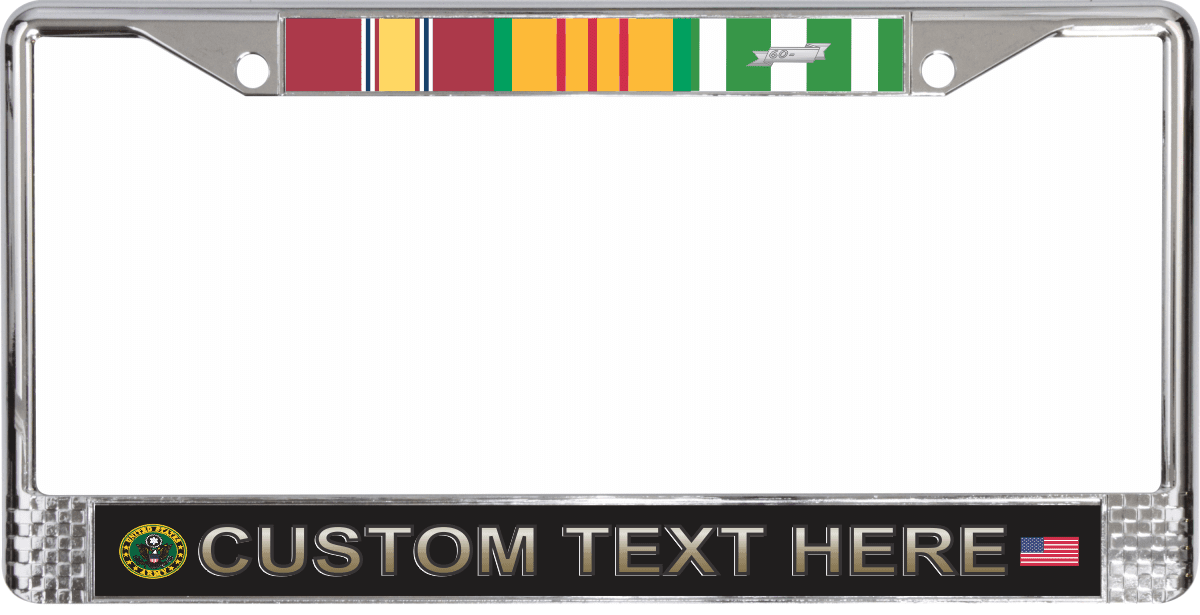 Custom U.S. Army Vietnam Ribbon Frame 3-Ribbon Stack License Plate Frame