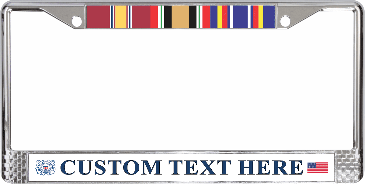 Custom USCG Iraq Ribbon Frame 3-Ribbon Stack License Plate Frame
