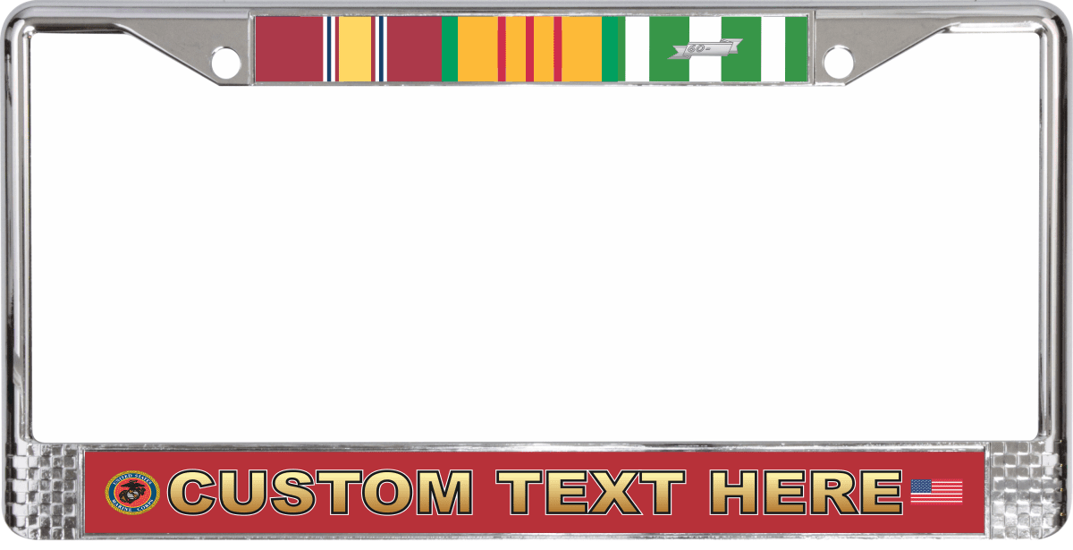 Custom USMC Vietnam Ribbon Frame 3-Ribbon Stack License Plate Frame