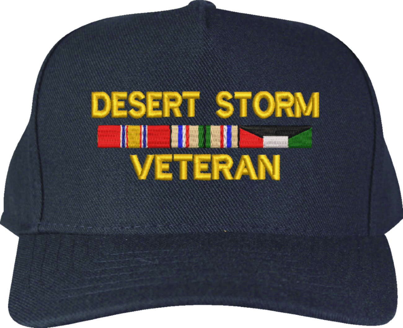 Desert Storm Veteran 3 Ribbon War Conflict Ribbon Cap
