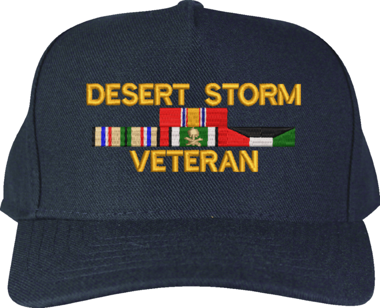 Desert Storm Veteran 4 Ribbon War Conflict Ribbon Cap
