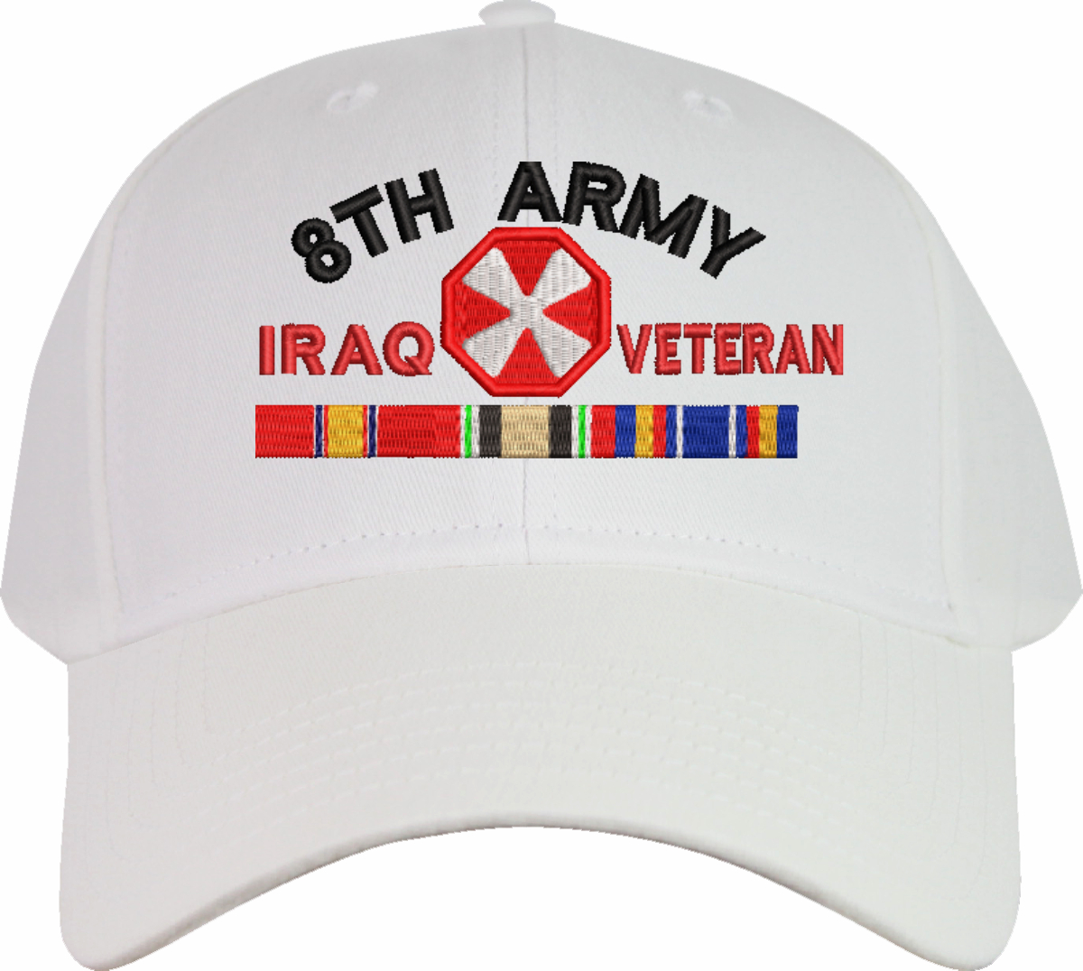 Eighth Army Iraq Veteran Embroidered Cap with Ribbons