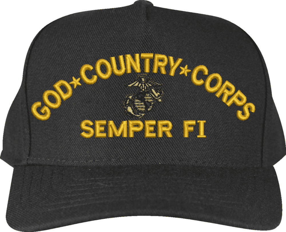 God, Country, Corps ... Semper Fi Marine Corps Custom Embroidered Cap