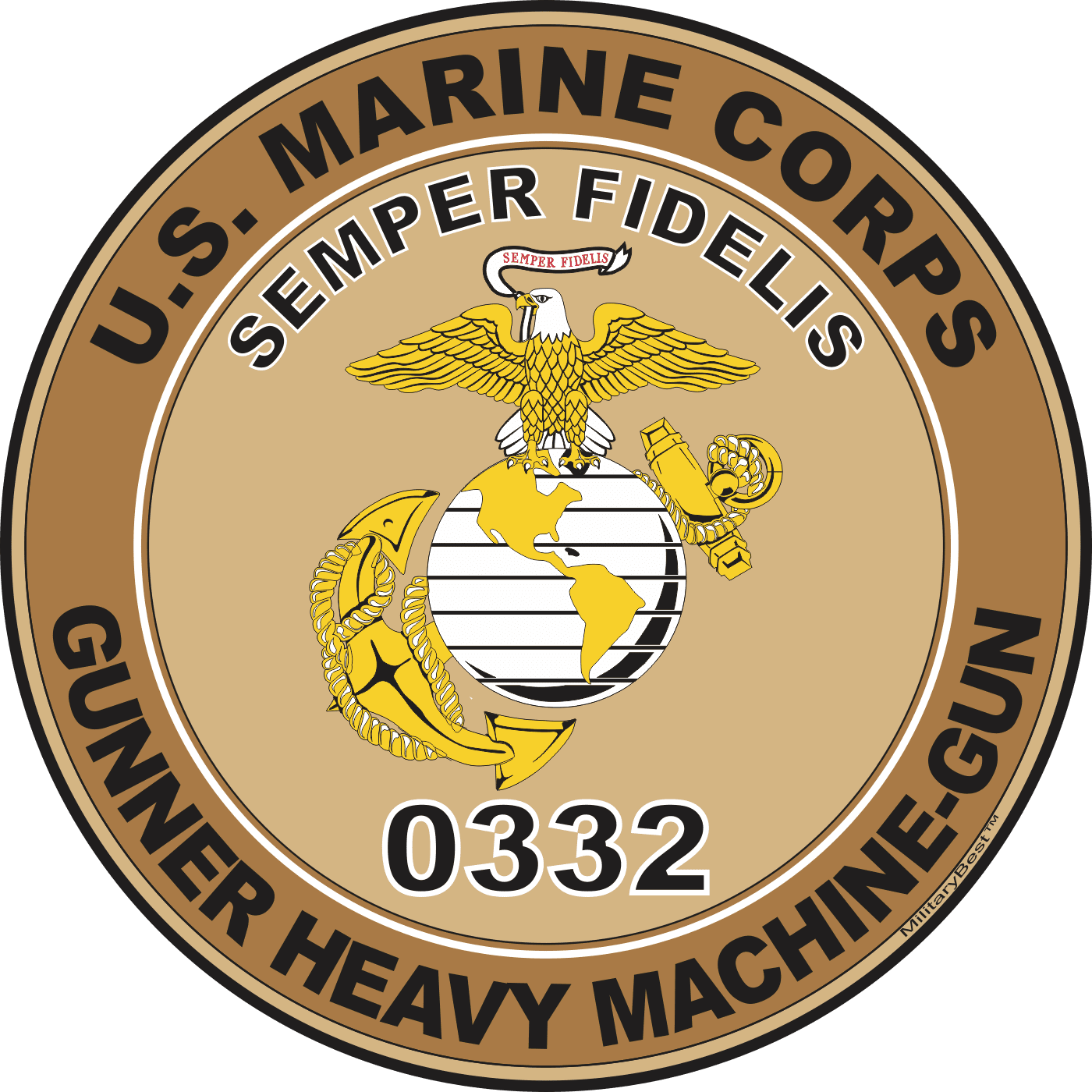 U.S.M.C. MOS 0332 Gunner Heavy Machine-Gun Decal