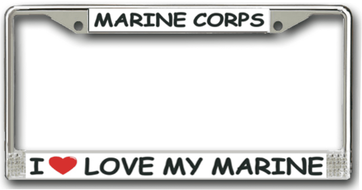 I Love My Marine' License Plate Frame (Chrome Frame)