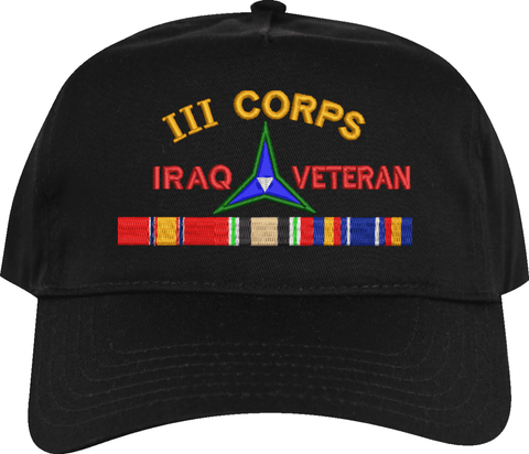 III Corps Iraq Veteran Embroidered Cap with Ribbons