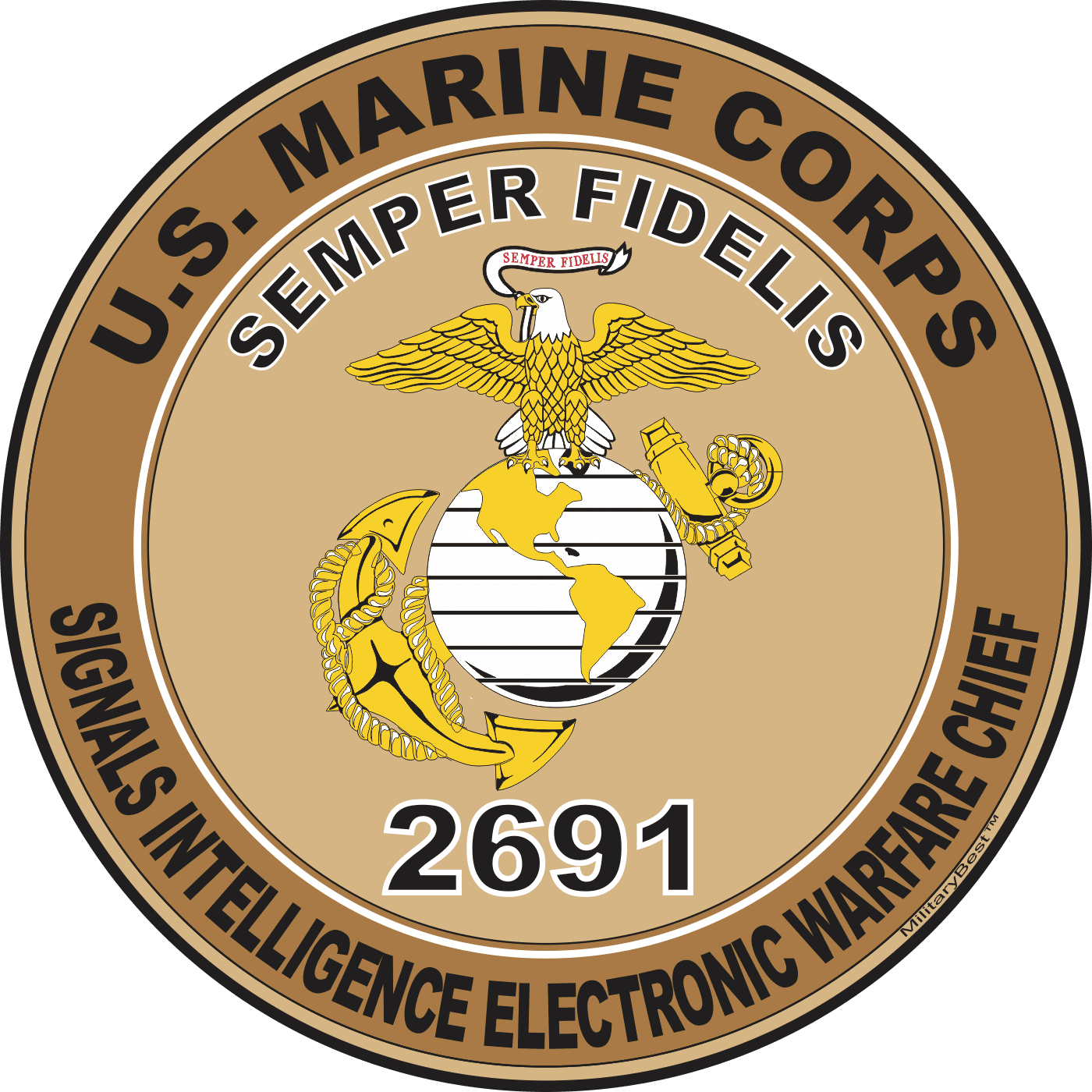 U.S.M.C. MOS 2691 Signals Intelligence Electronic Warfare Chief Decal