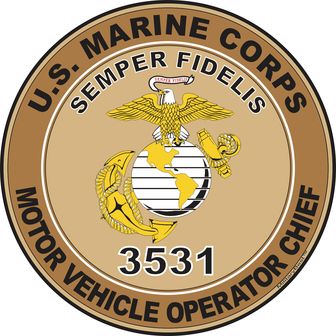 U.S.M.C. MOS 3531 Motor Vehicle Operator Chief Decal