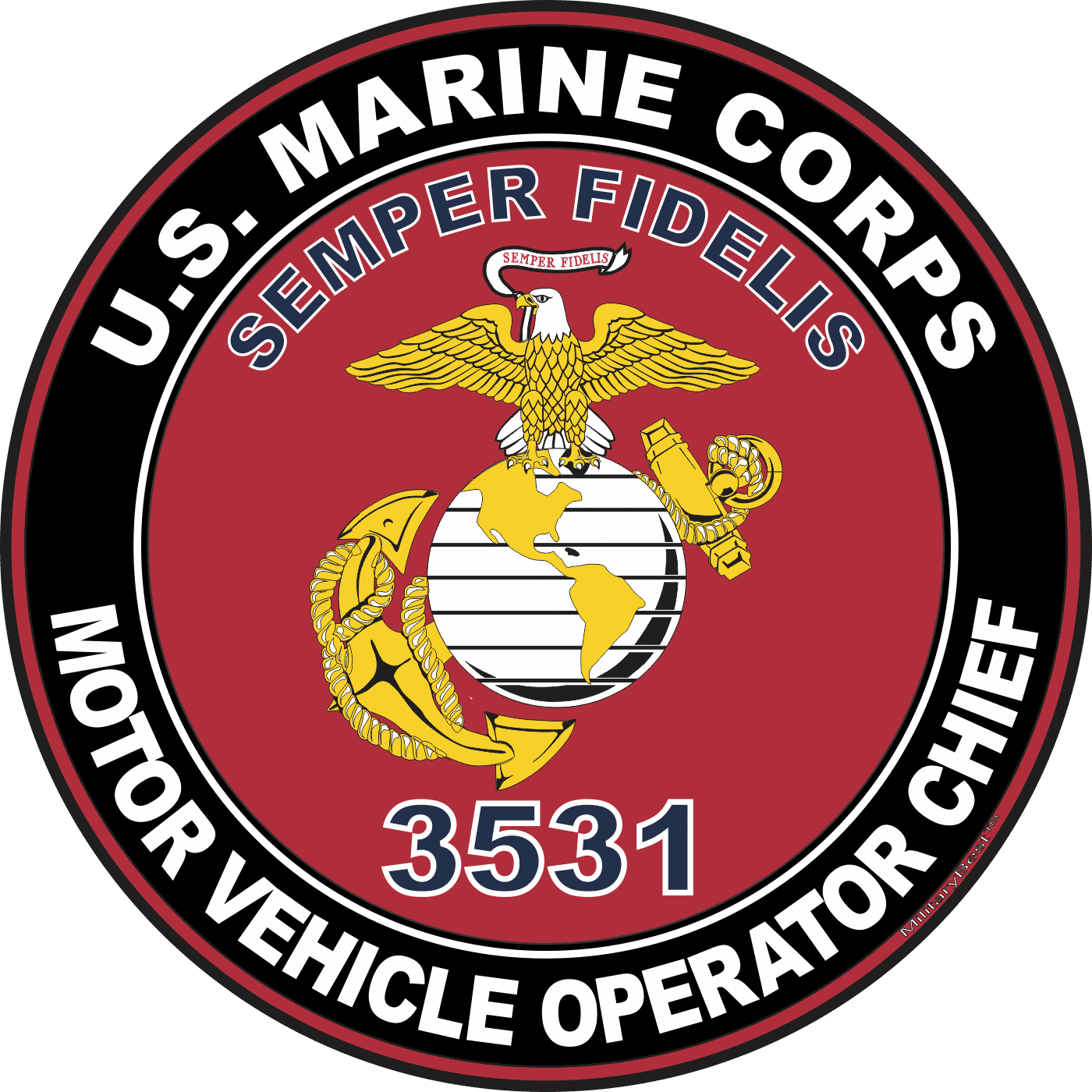 U.S.M.C. MOS 3531 Motor Vehicle Operator Chief Decal