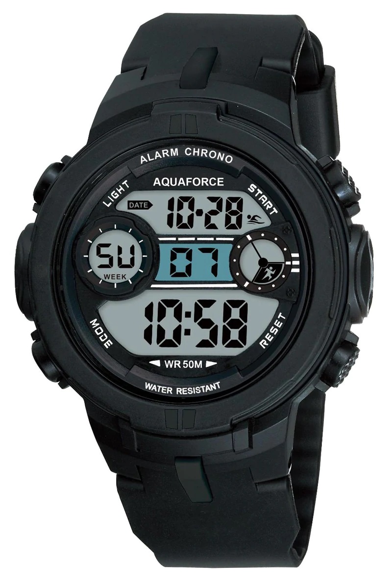 Multi Function Digital Watch - Black Strap - Round Case