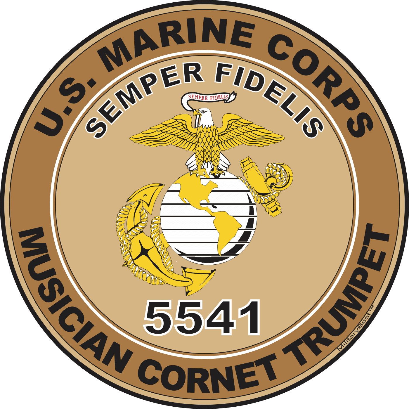 U.S.M.C. MOS 5541 Musician Cornet Trumpet Decal