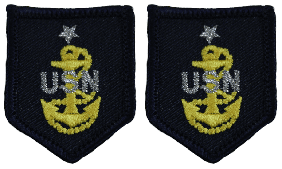 Navy Sr Chief (E8) Rank Insignia Collar Device (pair) Patch