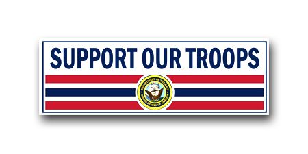 NAVY SUPPORT OUR TROOPS VINYL TRANSFER BUMPER STICKER