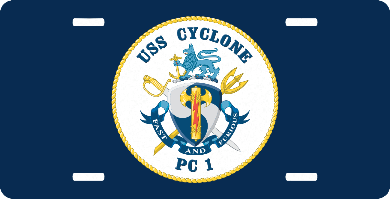 Navy USS Cyclone PC-1 License Plate