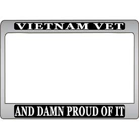 Proud Vietnam Veteran Motorcycle License Plate Frame