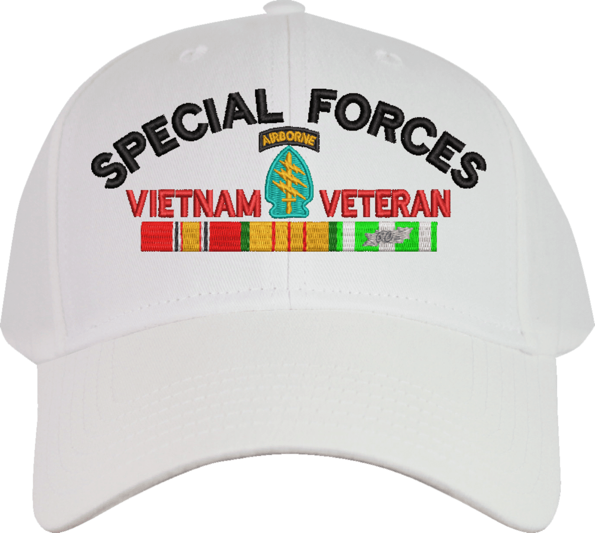 Special Forces Vietnam Veteran Embroidered Cap with Ribbons