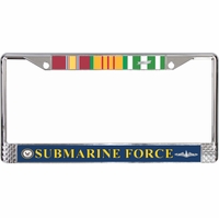 Custom Submarine Vietnam Veteran 3-Ribbon Stack License Plate Frame
