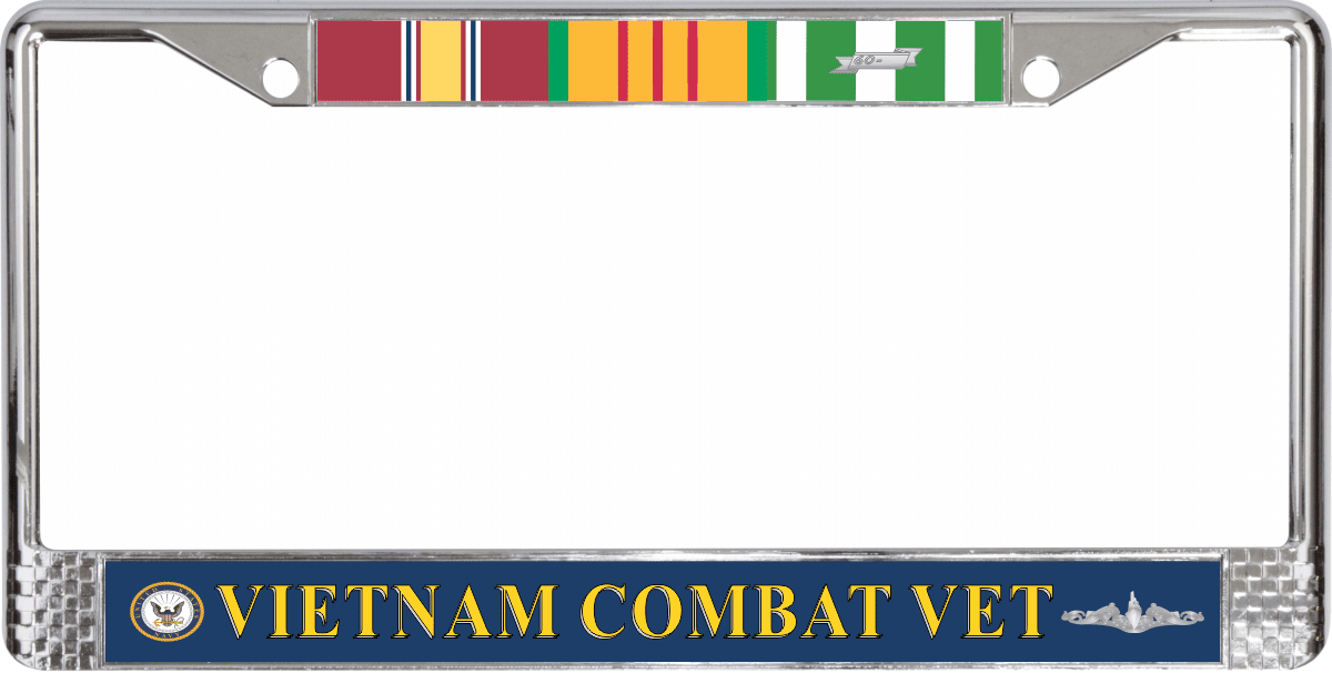 Submarine Vietnam Combat Veteran 3-Ribbon Stack License Plate Frame