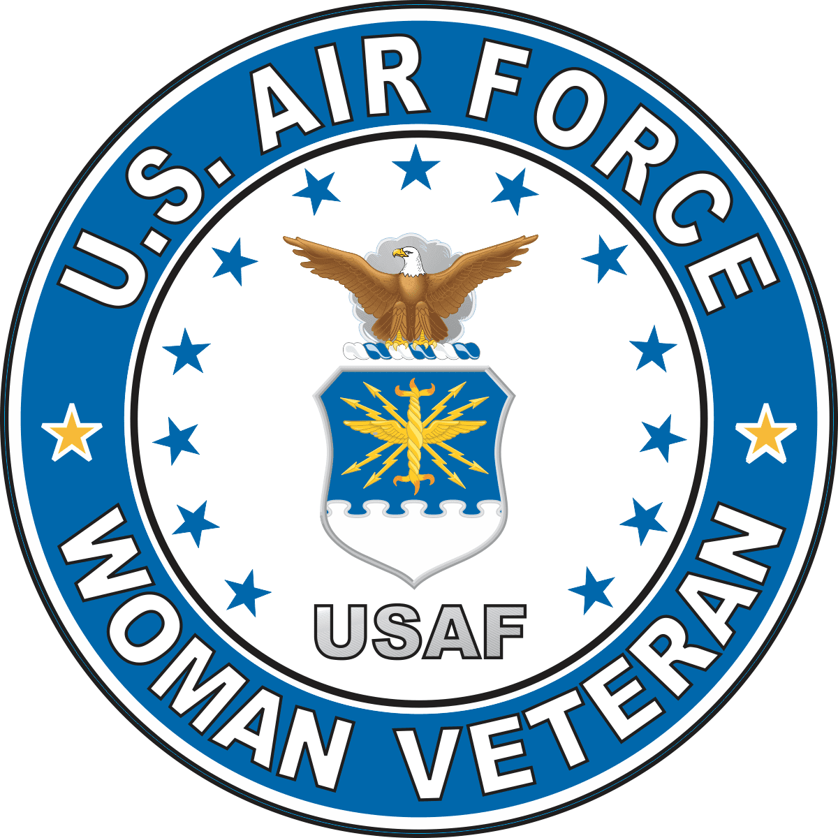 U.S. Air Force Emblem Woman Veteran Round Decal Sticker
