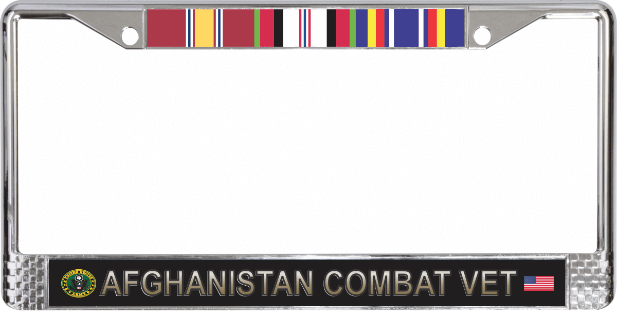 U.S. Army Afghanistan Combat Veteran 3-Ribbon Stack License Plate Frame